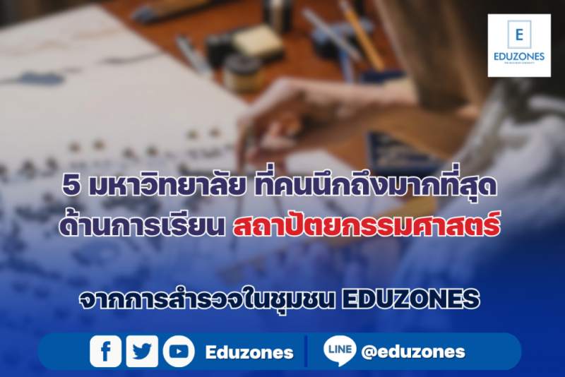 5 มหาวิทยาลัย ที่คนนึกถึงมากที่สุด ด้านการเรียนสถาปัตยกรรมศาสตร์ จากการสำรวจของ EDUZONES ...