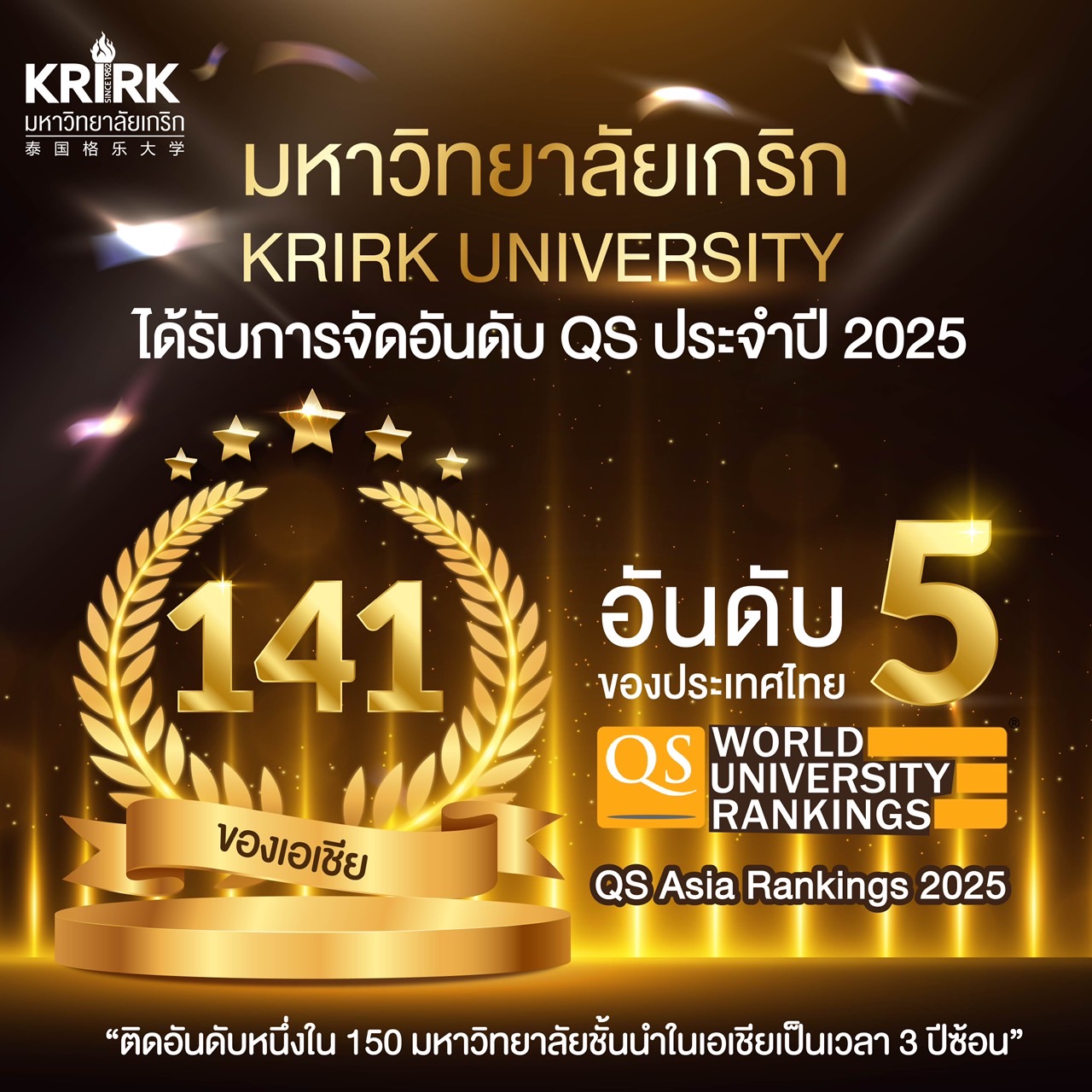 QS Asia University Rankings จัดอันดับ มหาวิทยาลัยเกริก ติดหนึ่งใน 150 ...
